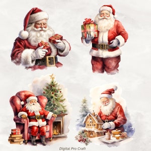 Watercolor Santa Claus Clipart, Christmas Clipart, Santa Claus PNG ...