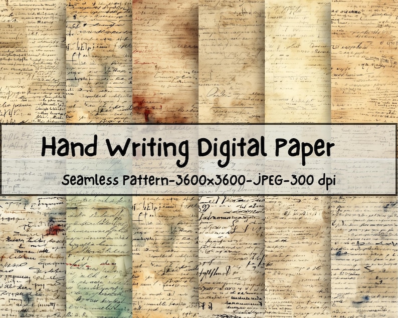 Vintage Handwriting Versatile Digital Paper Seamless Patterns - Etsy