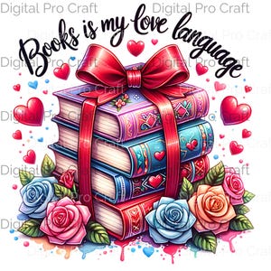 Watercolor Valentine Book Lover Clipart, 6 PNG Valentines Clipart ...