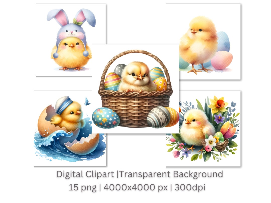 Easter Chick Clipart Bundle, Easter Clipart, Easter Graphics, Easter ...