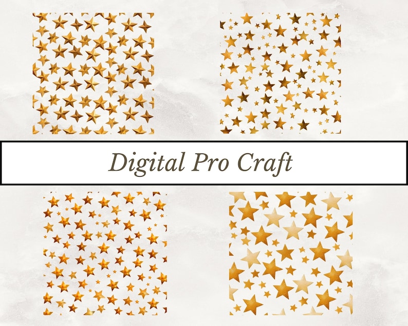 Set of 12 Golden Star Overlays - Starry Night Gold Star Patterns, PNG ...