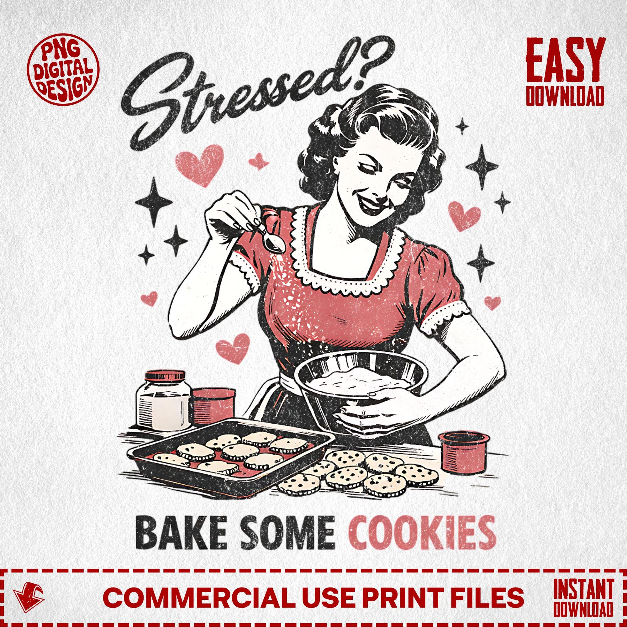 Vintage Stressed Baker Png, Sublimation Design, Funny Baking DTF ...