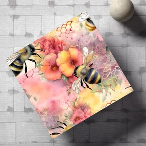 Honey Bee Digital Paper, Seamless Patterns, Watercolor Bee Backgrounds ...