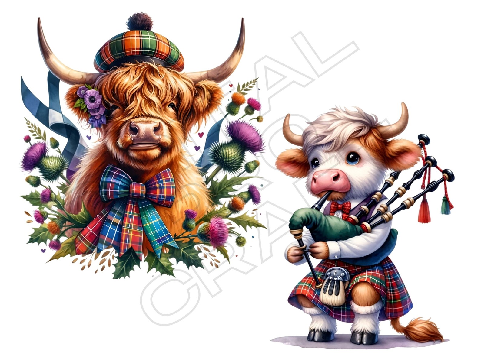 Cute Highland Cow Clipart | Adorable Highland Cow Clipart Bundle | 12 ...