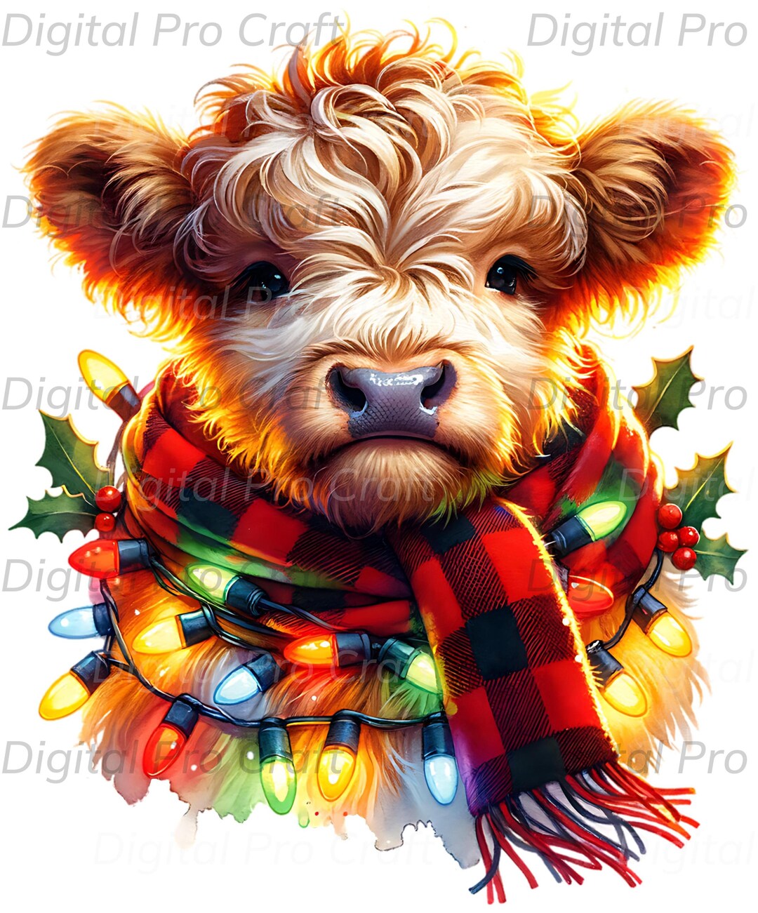 Christmas Highland Cow Clipart Christmas Lights Png , Scottish Highland ...