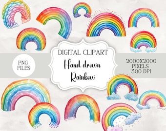 Watercolor Rainbow Clipart Pack | Baby Shower Clip Art | Transparent ...