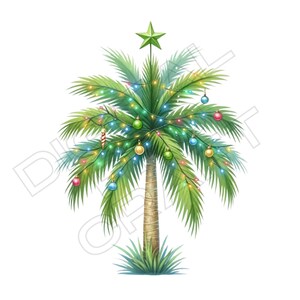 Christmas Palm Tree Clipart PNG Set 4 Christmas Xmas Watercolor ...