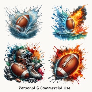 Watercolor Football Splash Fire and Water Collision Art, Digital Png ...