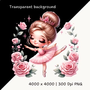 Adorable Pink Ballet Watercolor PNG Clipart Set Cute Ballerinas, Ballet ...