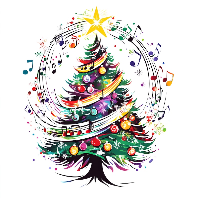 38 JPG Watercolor Christmas Music Trees Clipart, Painted Tree Clipart ...