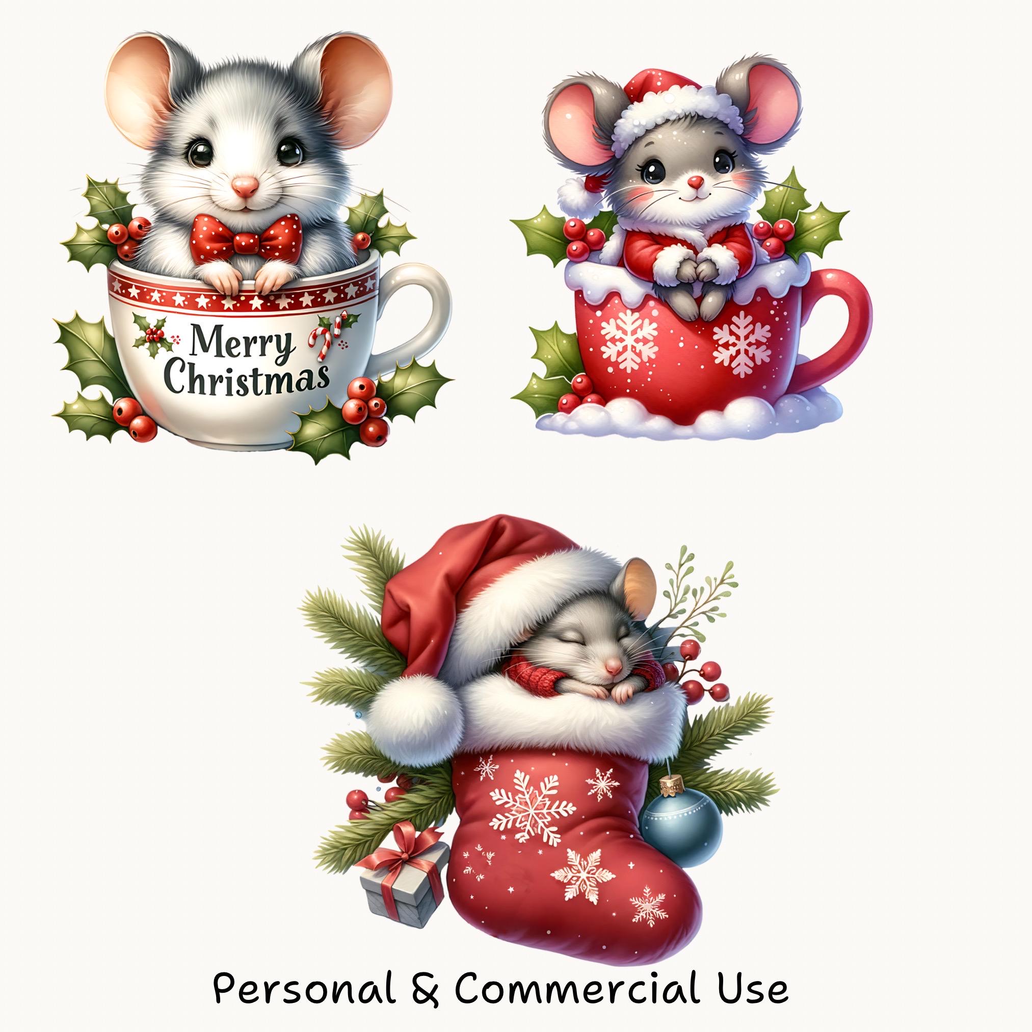 Cute Christmas Mouseclipart Bundle,mouseclipart Bundle, Christmas Png ...