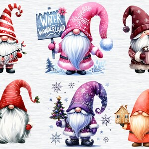 Watercolor Festive Gnomes Collection Clipart, 30 PNG Christmas Gnomes ...