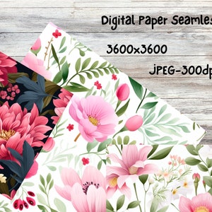 12 Spring Garden Pattern Pink Flowers,lush Leaves Seamless Pattern ...