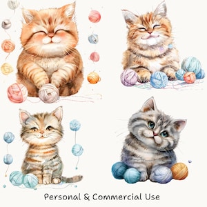 Watercolor Kitten Clipart, Cute Cat Digital Download, Printable Art ...