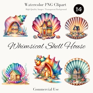 Whimsical Fairy Shell House Clipart Bundle, Fantasy Clipart Bundle ...