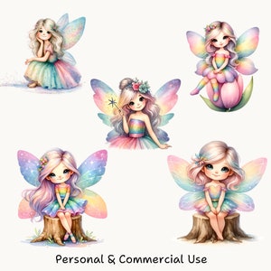Rainbow Fairy Watercolor Clipart, Cute Fairy Digital Art, Fairy PNG ...