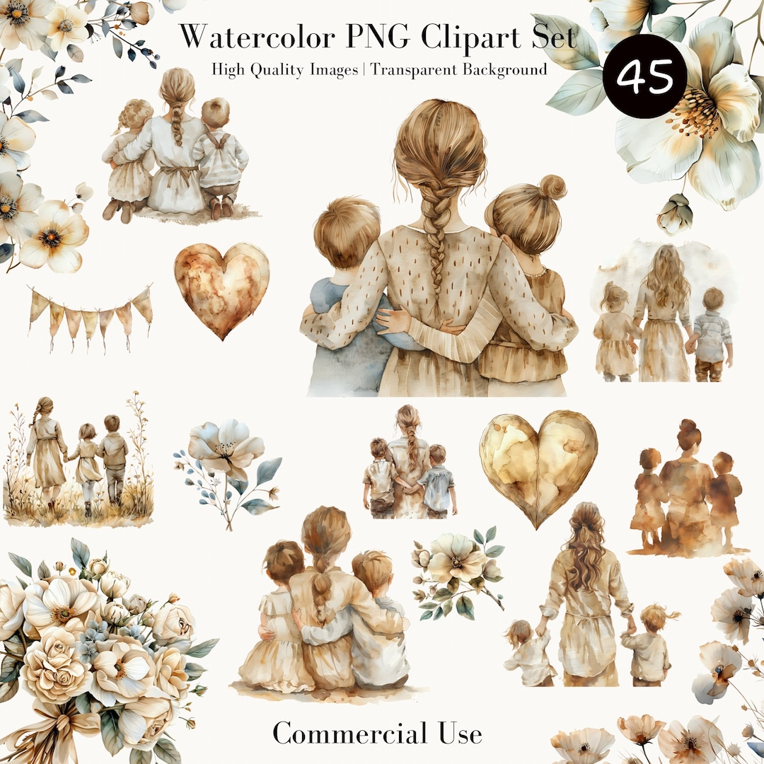 Watercolor Mother’s Day Clipart, Floral Mother’s Day Png,neutral Mother ...