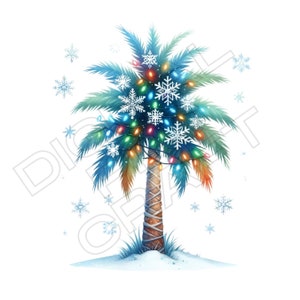 Christmas Palm Tree Clipart PNG Set 4 Christmas Xmas Watercolor ...