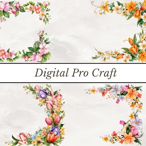 16 Spring Flower Corners Clipart, Flower Corners, Flower Borders, PNG ...