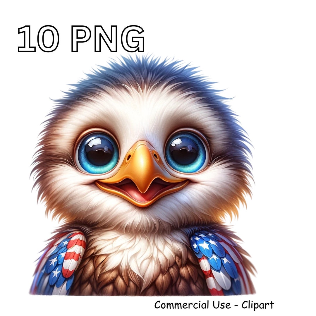Cute American Eagle Clipart, Patriotic Bird PNG, Digital Download ...