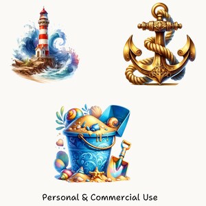 Watercolor Nautical Collection Clipart: Beach, Ocean, Travel Themes ...