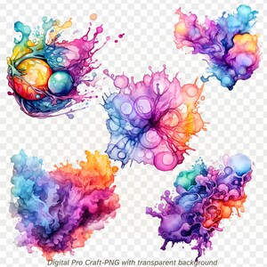 Watercolor Color Splash Clipart PNG Paint Splatter Clipart Alcohol Ink ...
