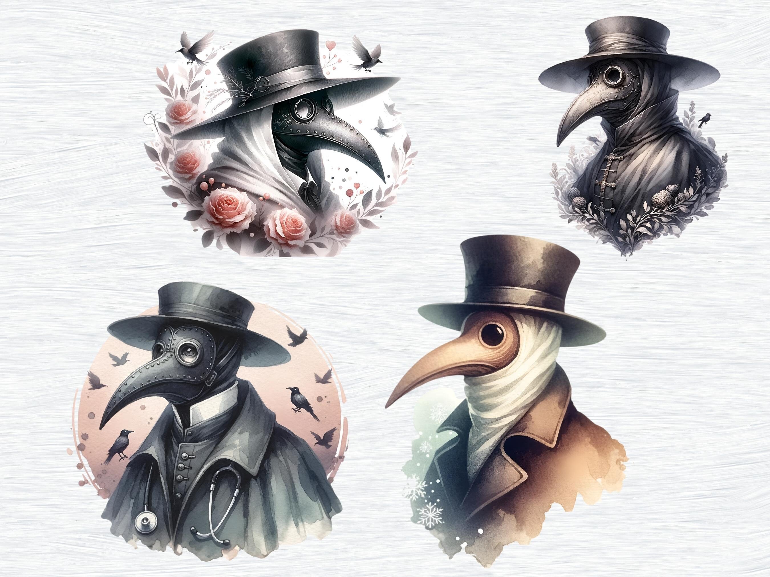 Plague Doctor Clipart, Plague Doctor PNG, Watercolor Doctor, Fantasy ...