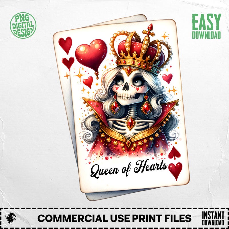 Queen of Hearts Skull - Etsy