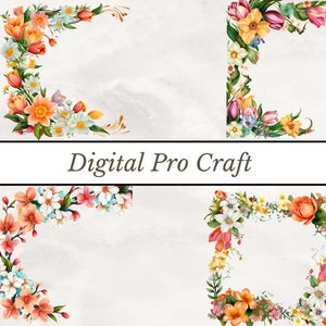 16 Spring Flower Corners Clipart, Flower Corners, Flower Borders, PNG ...