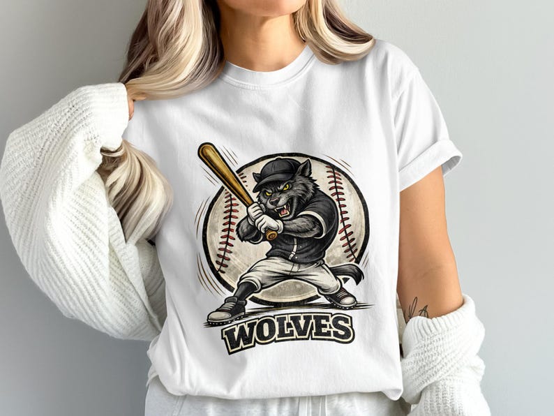 Wolf Baseball Mascot PNG, School League Design, Sport Clipart, Team ...