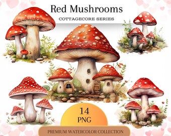 Watercolor Mushrooms Clipart, Mushroom Png, Toadstool Png, Forest Clip ...