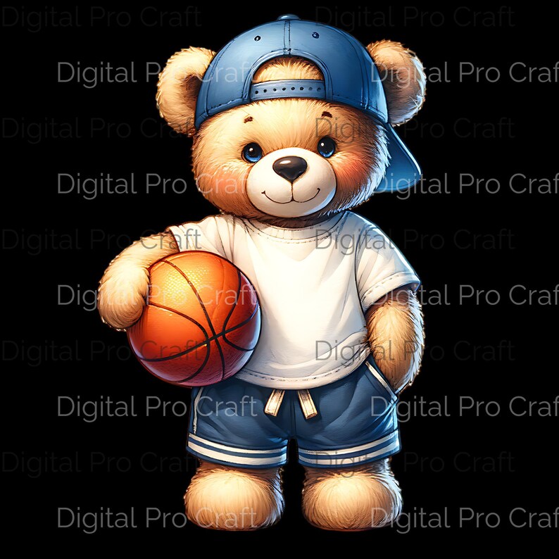 Basketball Teddy Bear Clipart Bundle, Nursery Graphics, Basketball ...