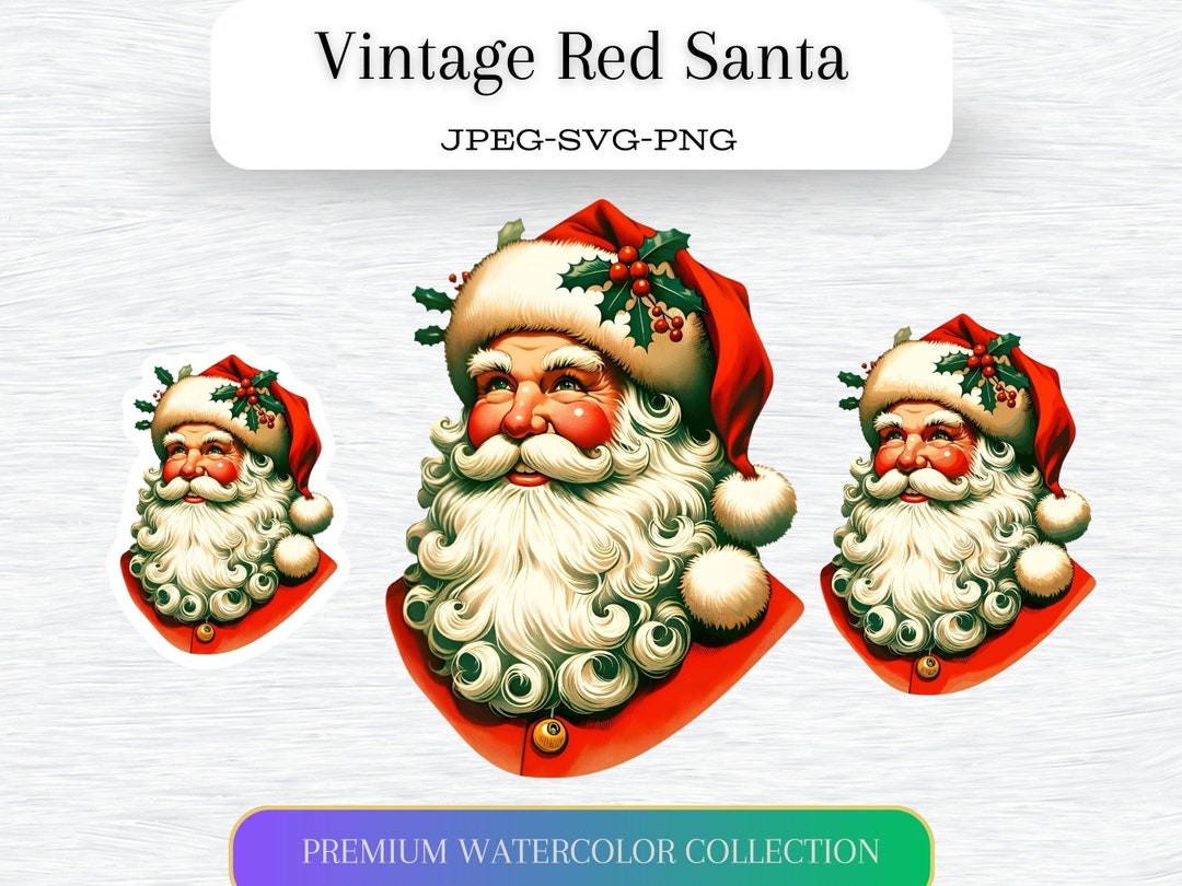 Vintage Digital Clipart | Pink Santa Claus, Christmas Vintage Greeting ...