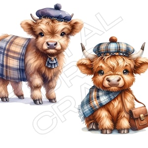 Cute Highland Cow Clipart | Adorable Highland Cow Clipart Bundle | 12 ...
