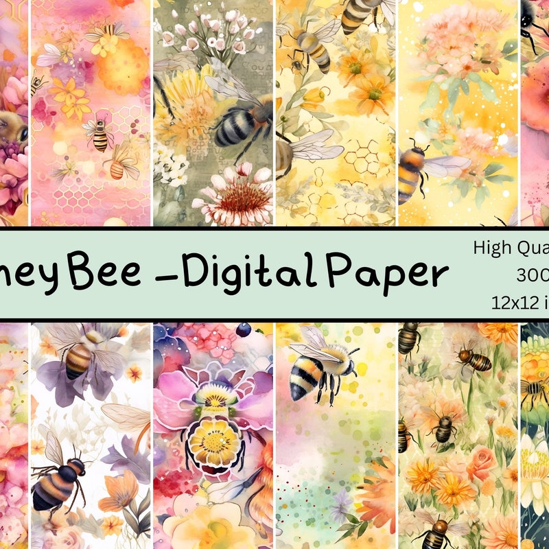 Bee Digital Paper - Etsy