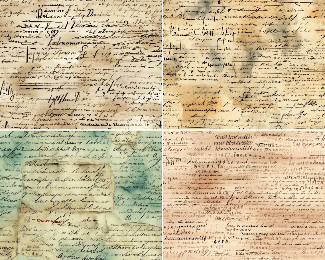 Vintage Handwriting Versatile Digital Paper Seamless Patterns Texture ...