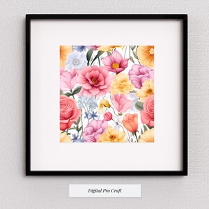 Spring Floral Medley Digital Paper - Watercolor Flower Backgrounds - 16 ...