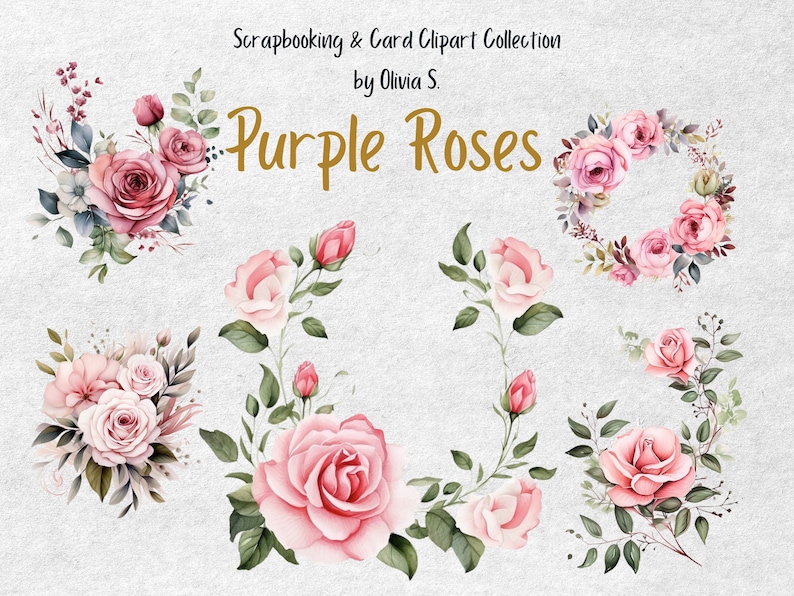 Pink Roses Frame Watercolor Floral Frame Clipart. Watercolor - Etsy