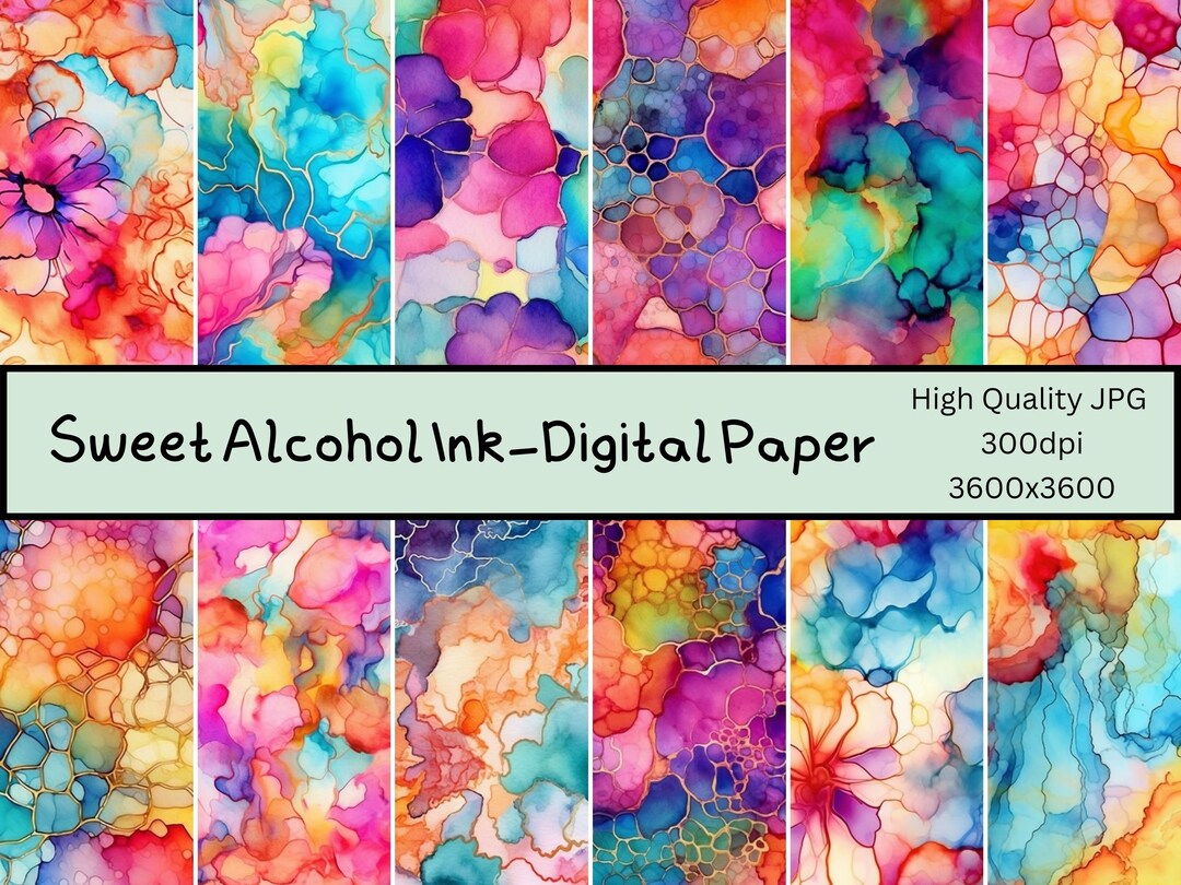 Sweet Alcohol Ink Digital Paper, Pack 2 , Alcohol Ink Clipart ...