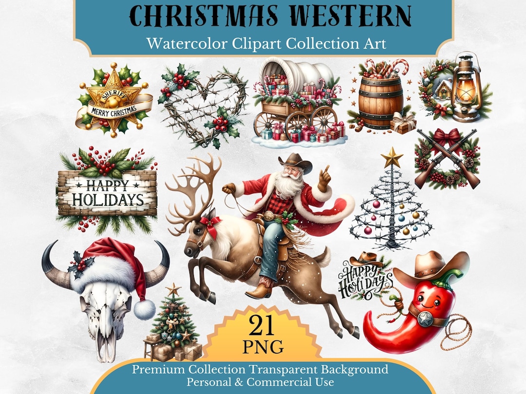 Wild Western Cowboy Santa -christmas Png Clipart, Incl Cowboy, Cowgirl ...