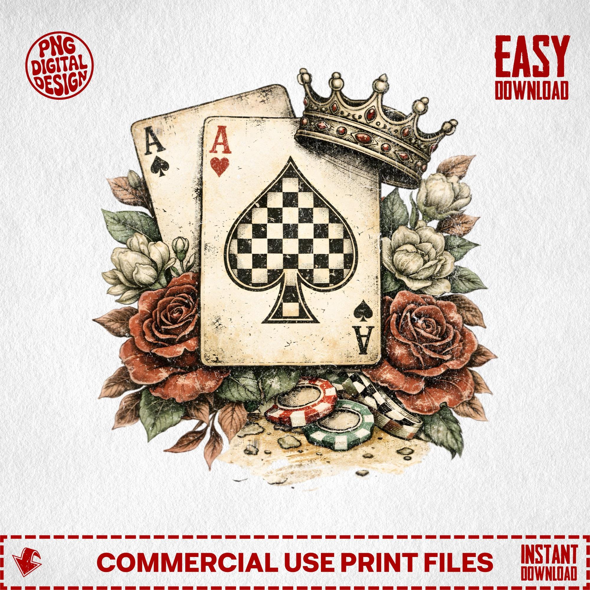 Vintage Ace of Spades PNG, Distressed Poker Design, Crown Card Game Art ...