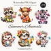 Cute Summer Animals PNG Clipart Watercolor Tropical Animals in Hawaiian ...
