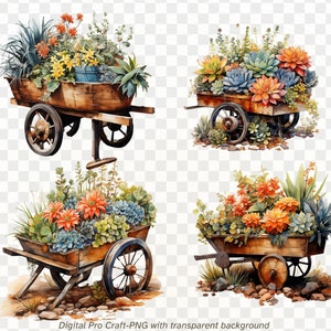 Watercolor Wheelbarrow Clipart 15 High Quality PNG Plants Gardening ...