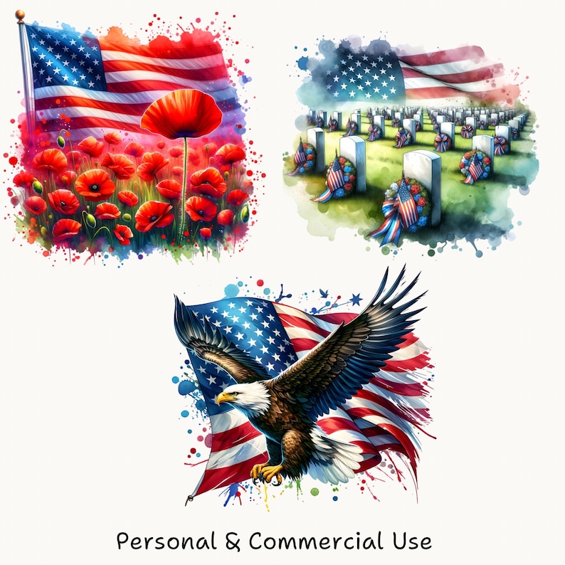 Memorial Day Clipart | Patriotic Memorial Day Clipart Bundle | 9 High ...