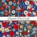 July 4th Patriotic Digital Paper Pack, Vintage American Red & White ...