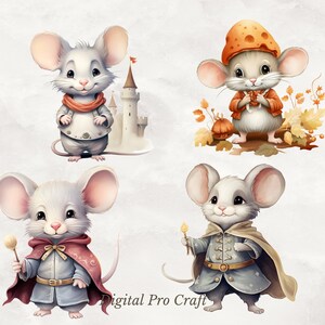 Watercolor Little Mouse Clipart - Fairytale Mice 12 PNG Digital Image ...