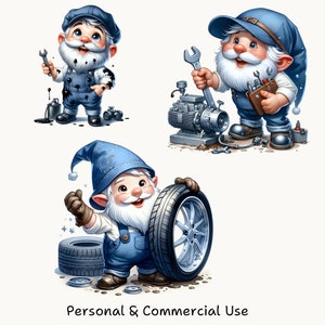 Mechanic Gnome Clipart Set, Watercolor Gnomes PNG, Digital Download ...