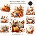 Fall Pumpkin Watercolor Clipart – Autumn Coffee PNG Bundle, Harvest ...