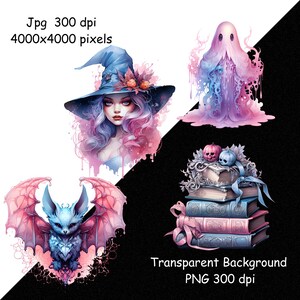 Pastel Halloween Clipart PNG Set, 18 Halloween Clipart, Commercial Use ...