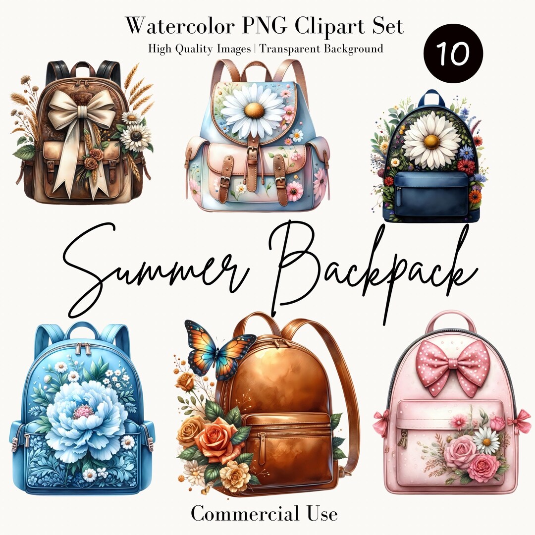 Summer Backpack Clipart Bundle - Backpacker Illustrations, Backpack ...